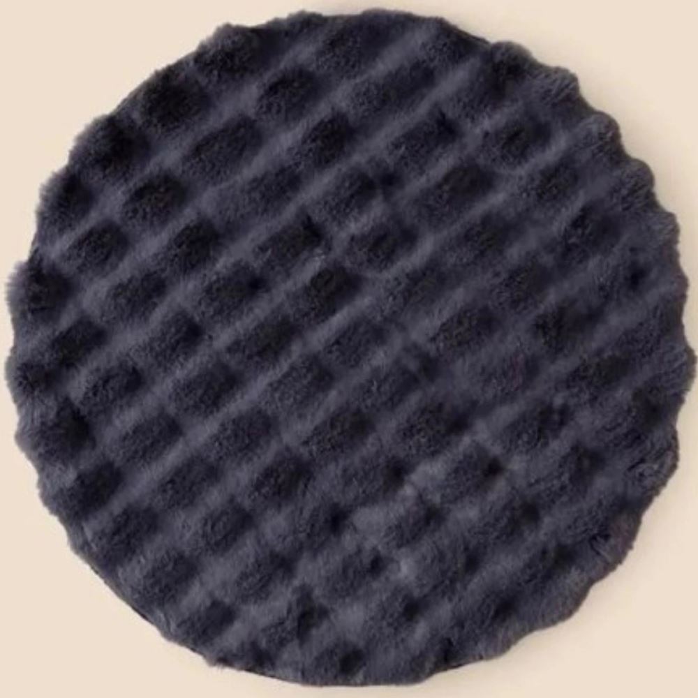 Soft Premium Bubble Rabbit Pelt Plush Carpet Runner - Round - Anthracite.