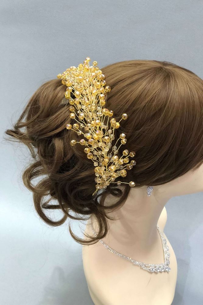 Bal Rengi Kirpi Model Kristalli Saç Aksesuarı.