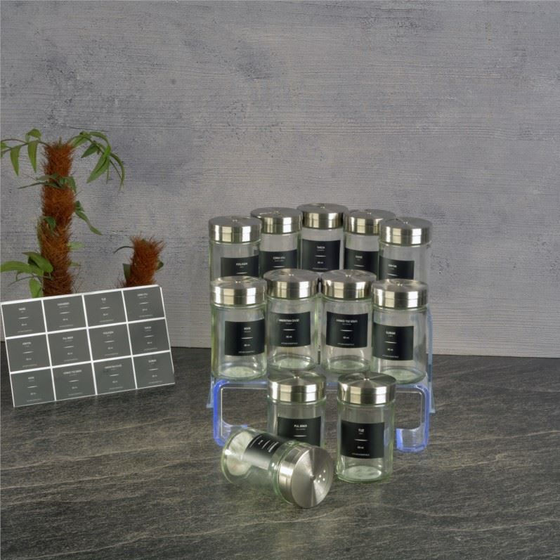 cam baharatlık seti - 12 li tuzluk biberlik baharatlık seti 80 ml..