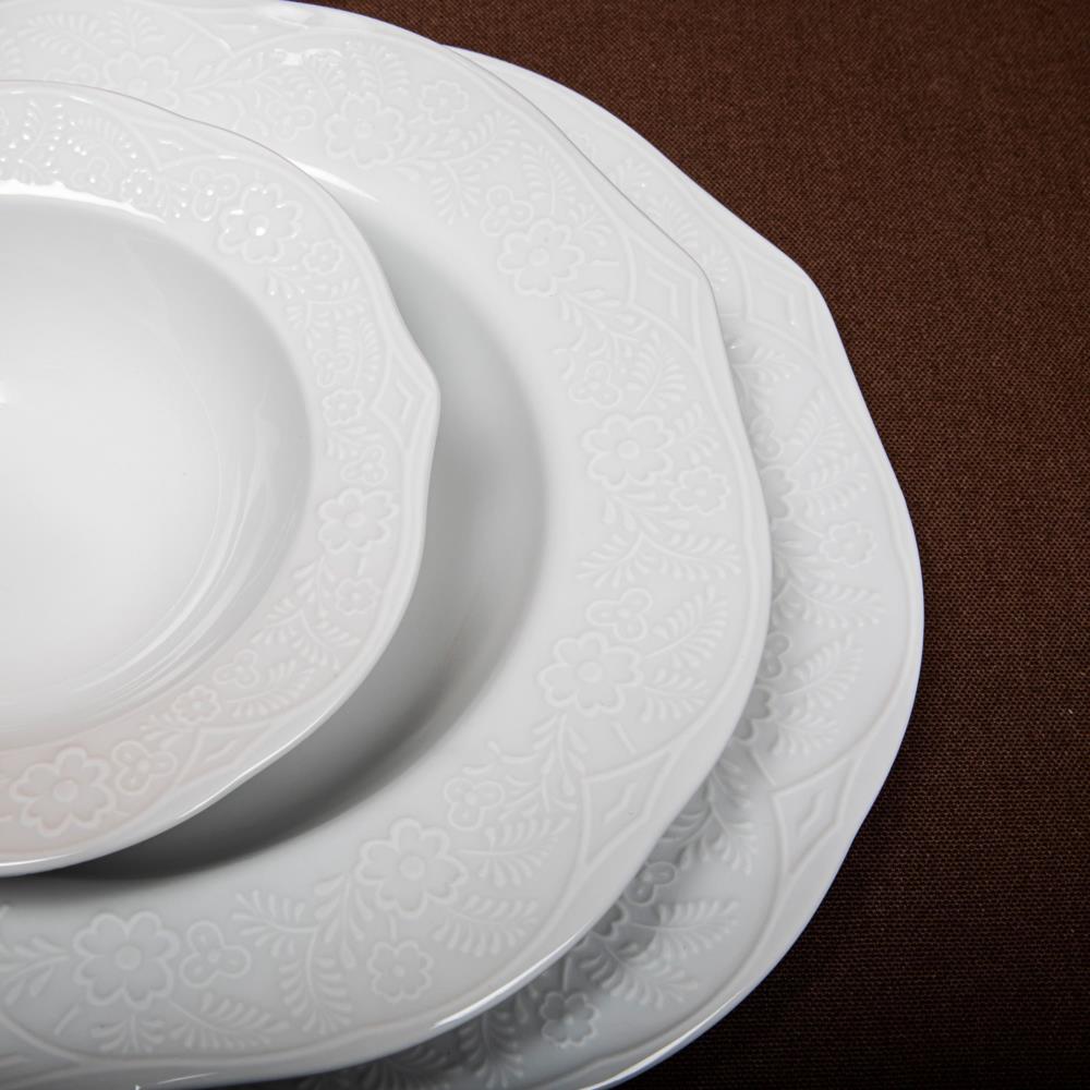 Gural Porcelain 83 Pieces White Ottoman Porcelain Dinnerware Set.