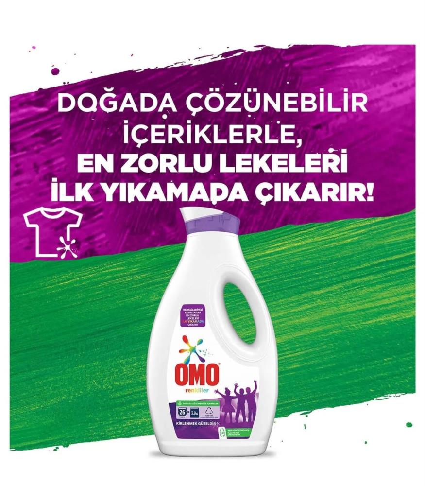 Omo 2 Adet Sıvı Deterjan Renkliler 1690 Ml.