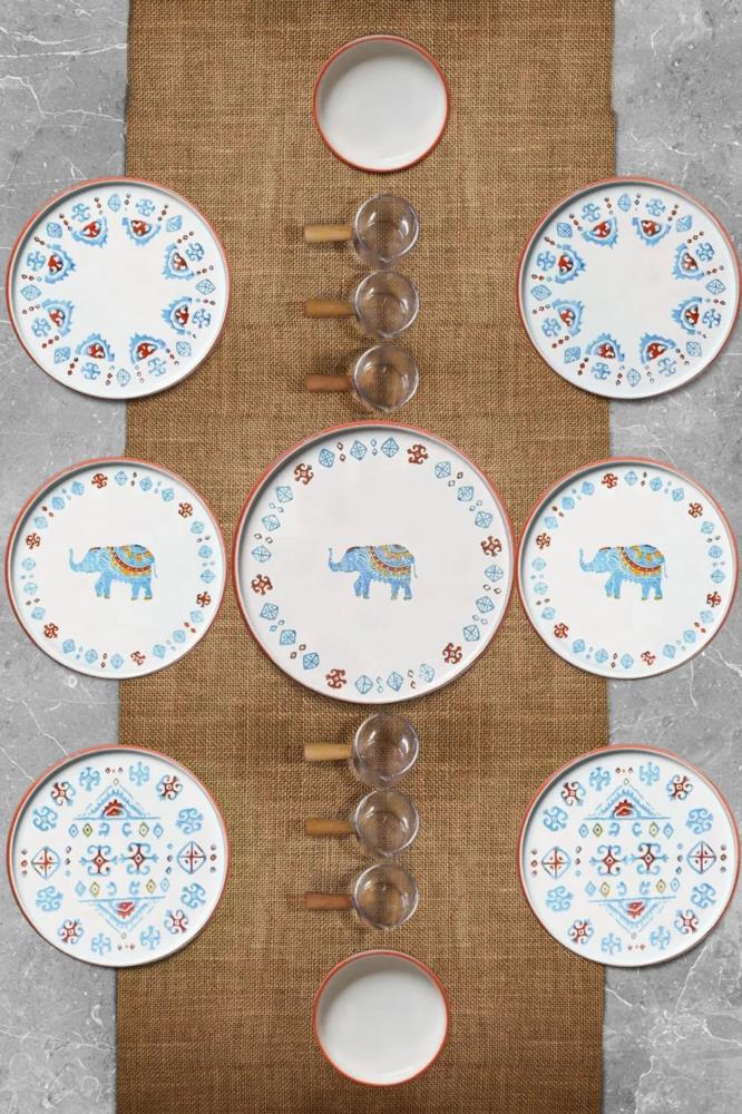 Kitchen Life 15 Piece 6 Person Elephant Stackable Breakfast Set with ...