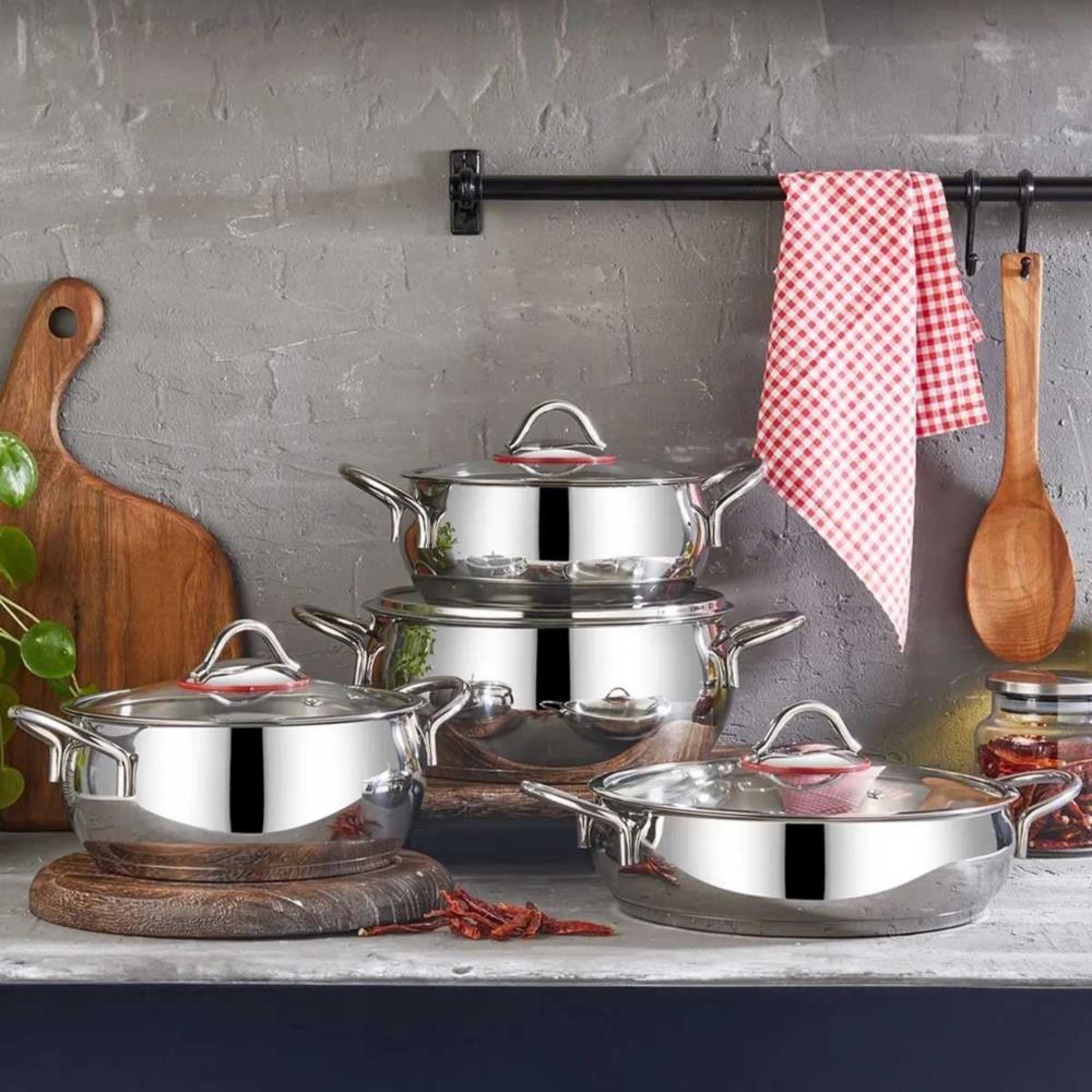 Kahramanlar Elit Prime Silver 8 Parça İndüksiyonlu Çelik Tencere Seti 8000.