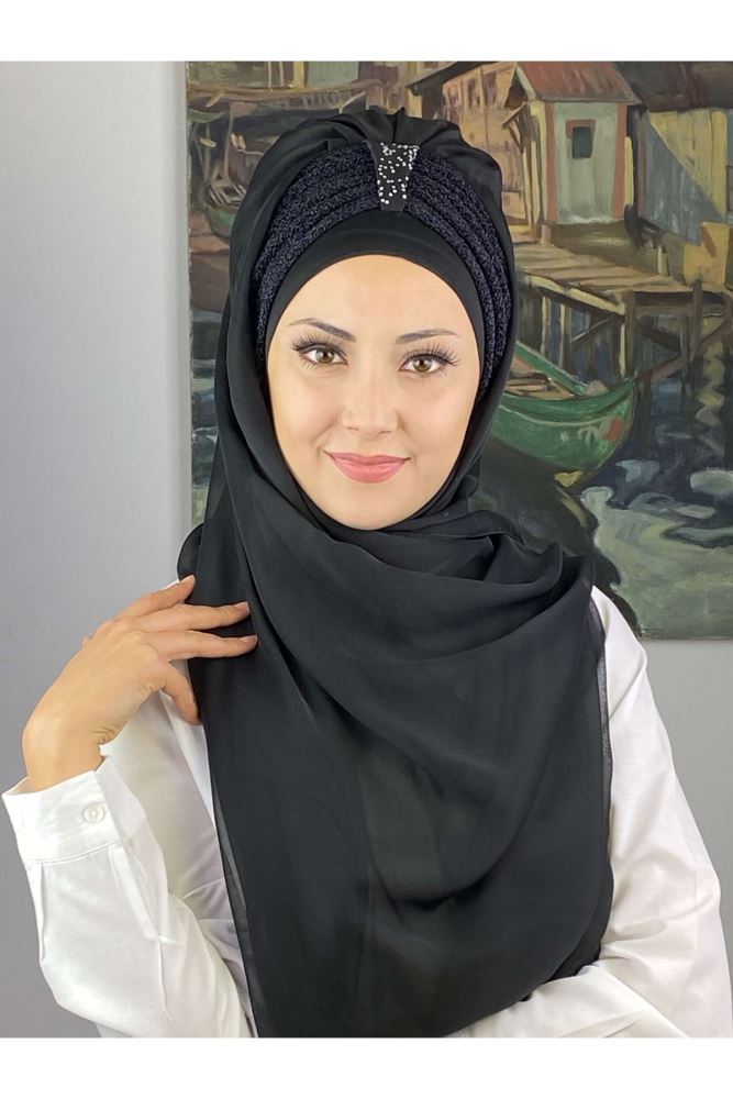 Single Unit Sultan Model verzamelde Franse chiffon zwarte kantenklare ...