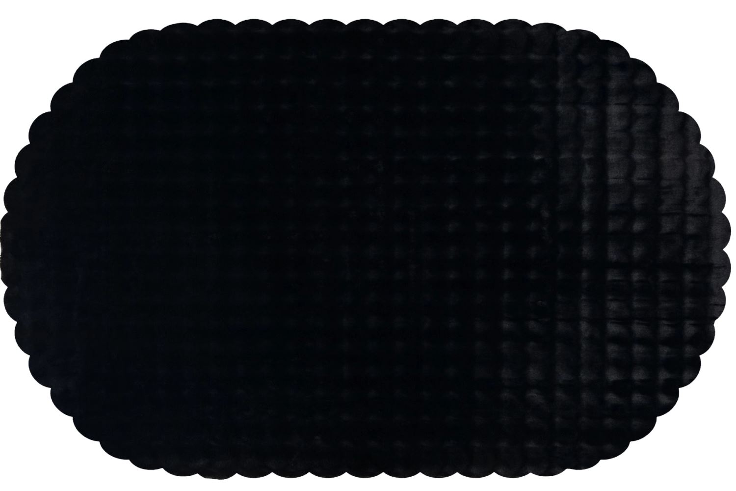 Soft Premium Bubble Rabbit Pelt Plush Carpet Runner - Oval - Black.