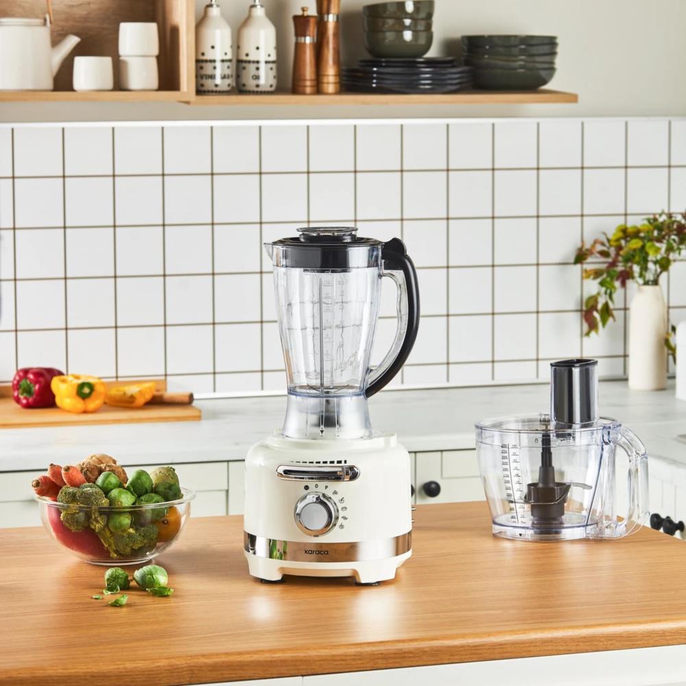 Karaca Multiblend Artisan Retro Food Processor Cream.