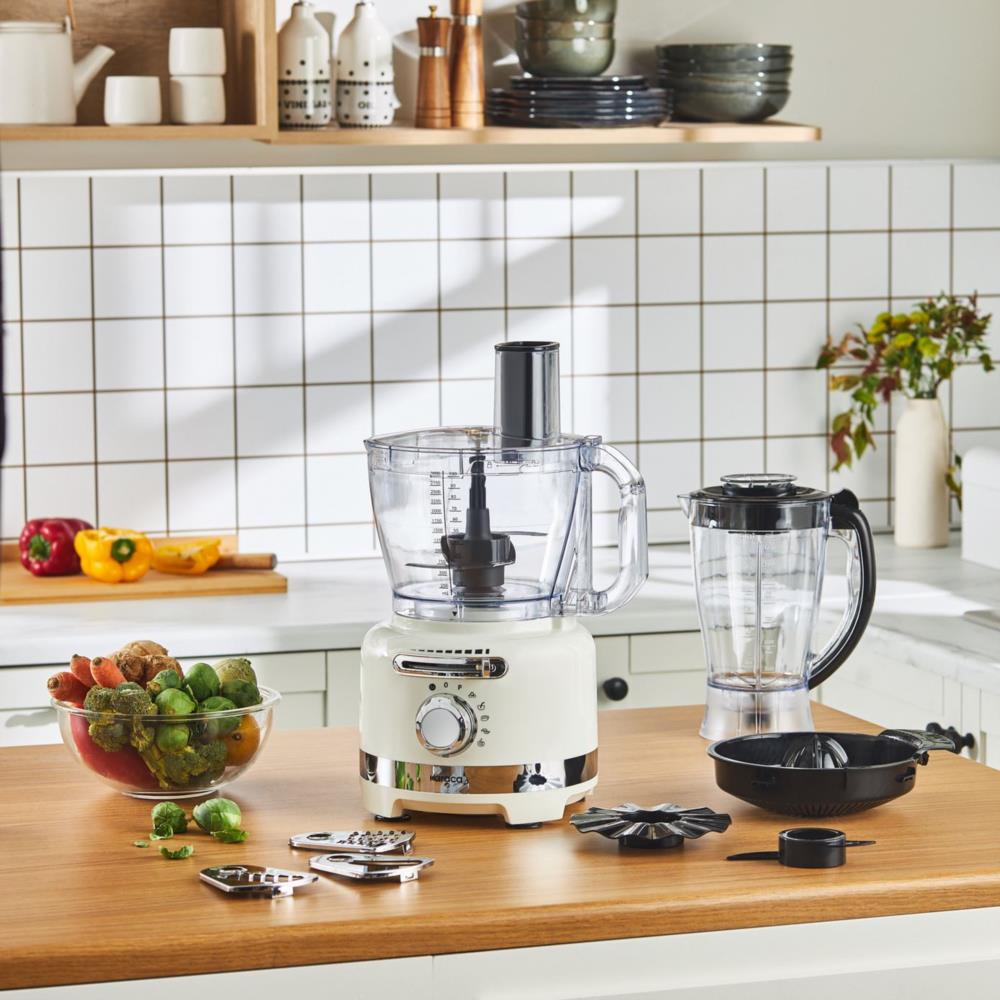 Karaca Multiblend Artisan Retro Food Processor Cream.