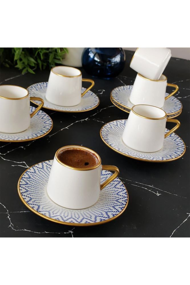 Vega 6 Kişilik Yaldızlı Kahve Fincan Takımı Free.