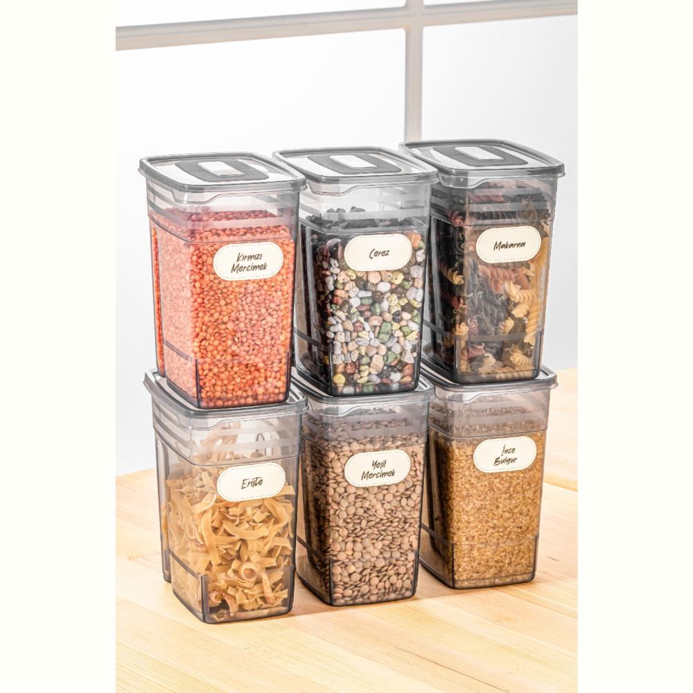 Vienev Labeled Set of 6 Strip Mega Size Food Storage Container 1.25 ...