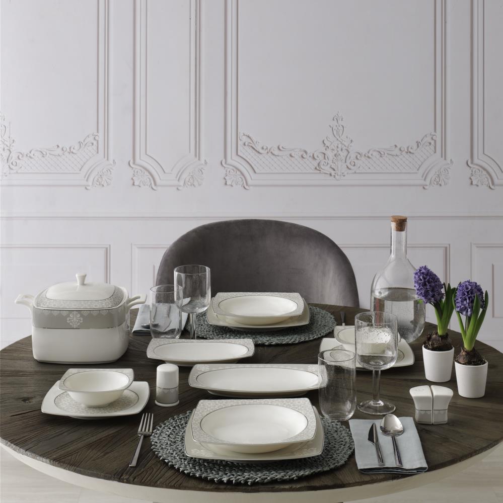 Güral Porselen 85 Parça Kare Caroline Bone Yemek Takımı 5432.