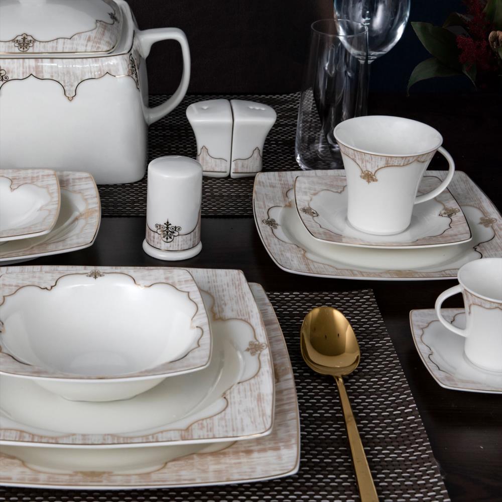 Güral Porselen 85 Parça Kare Caroline Bone Yemek Takımı 8405941.
