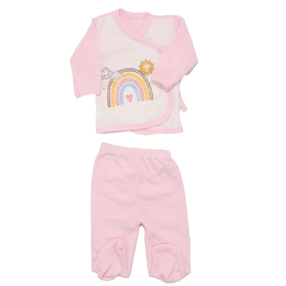 Baby Girl White Pink Rainbow Patterned 10 Piece Hospital Discharge Set.