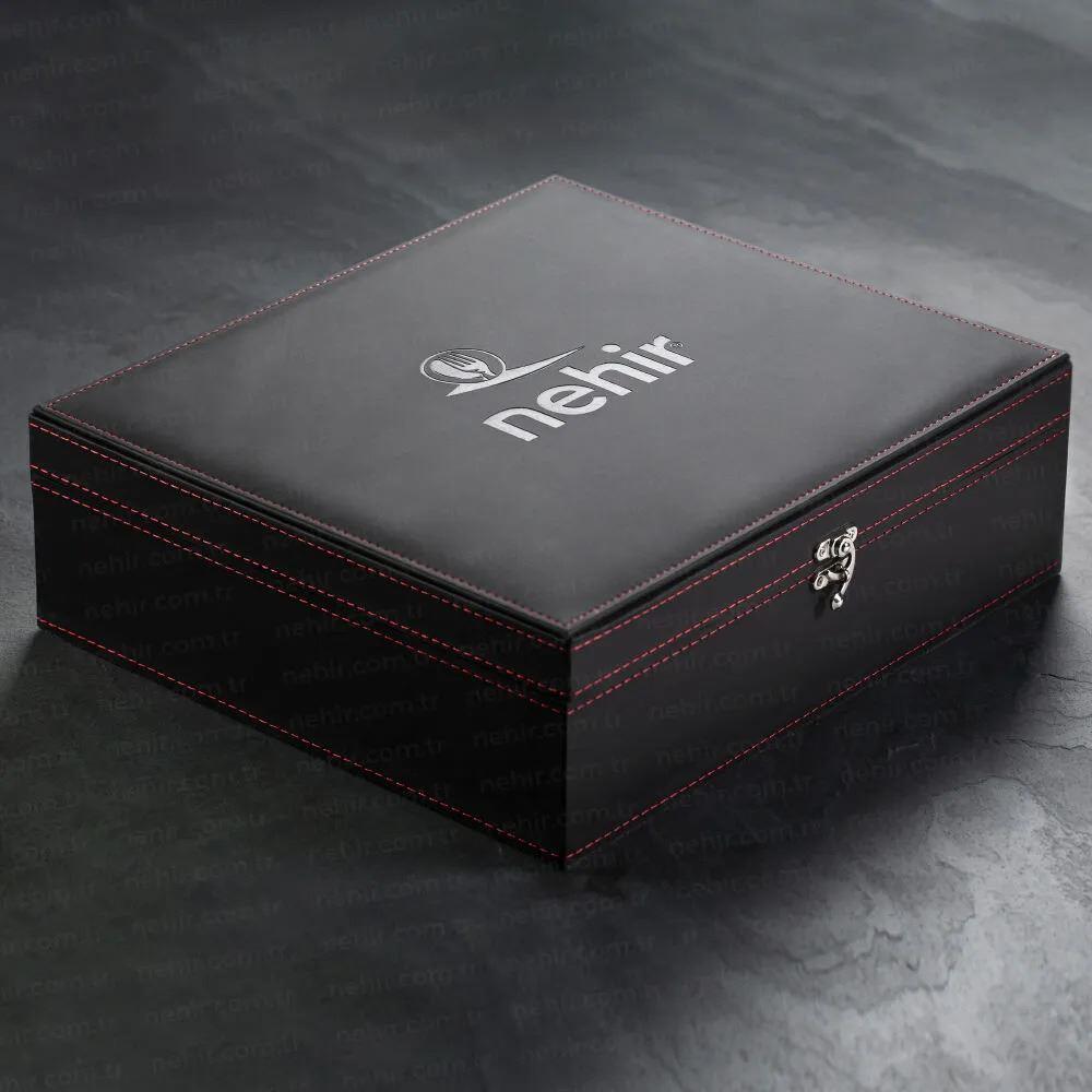 Nehir 89 Piece Cutlery Satin Leather Boxed Fork Spoon Knife Set