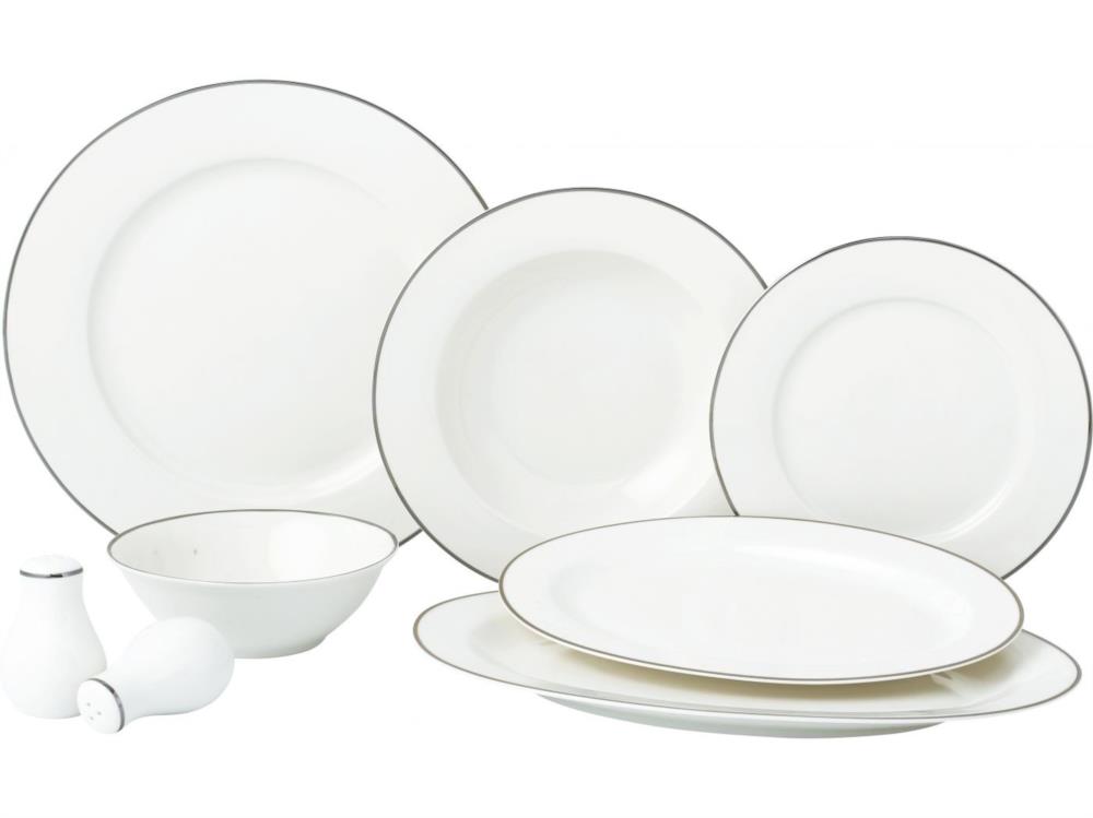 Taç Eliza Alyona 53 Parça Porselen Yemek Takımı Platin.