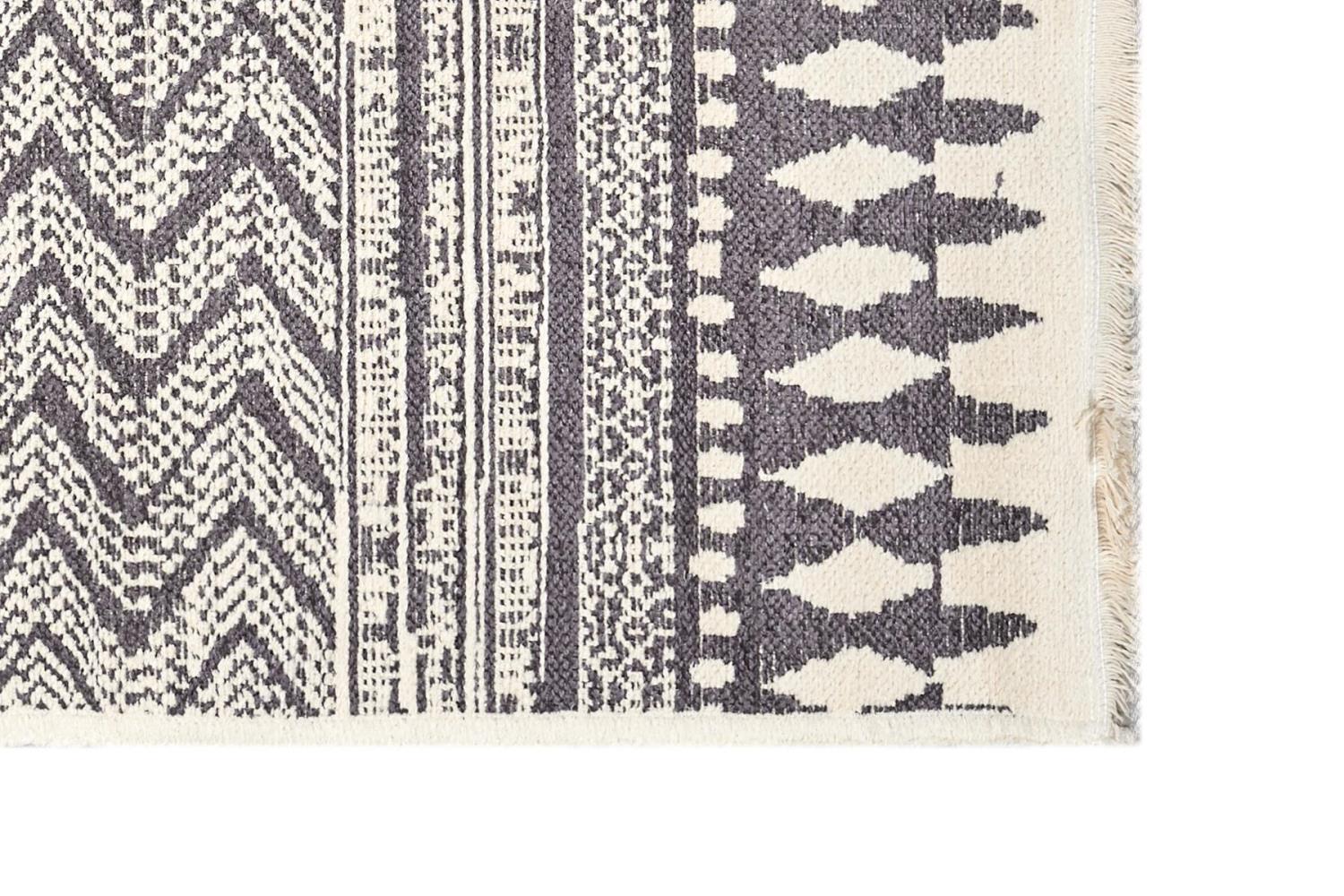 Alanur Pamuklu Çift Taraflı Kilim Viola-12 Antrasit.