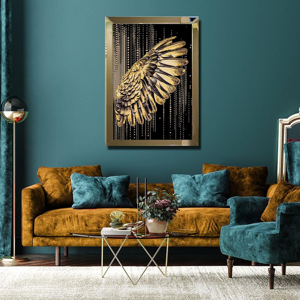 Artmoda Dekoratif Aynalı Tablo Gold Renk Kanat AY-432.