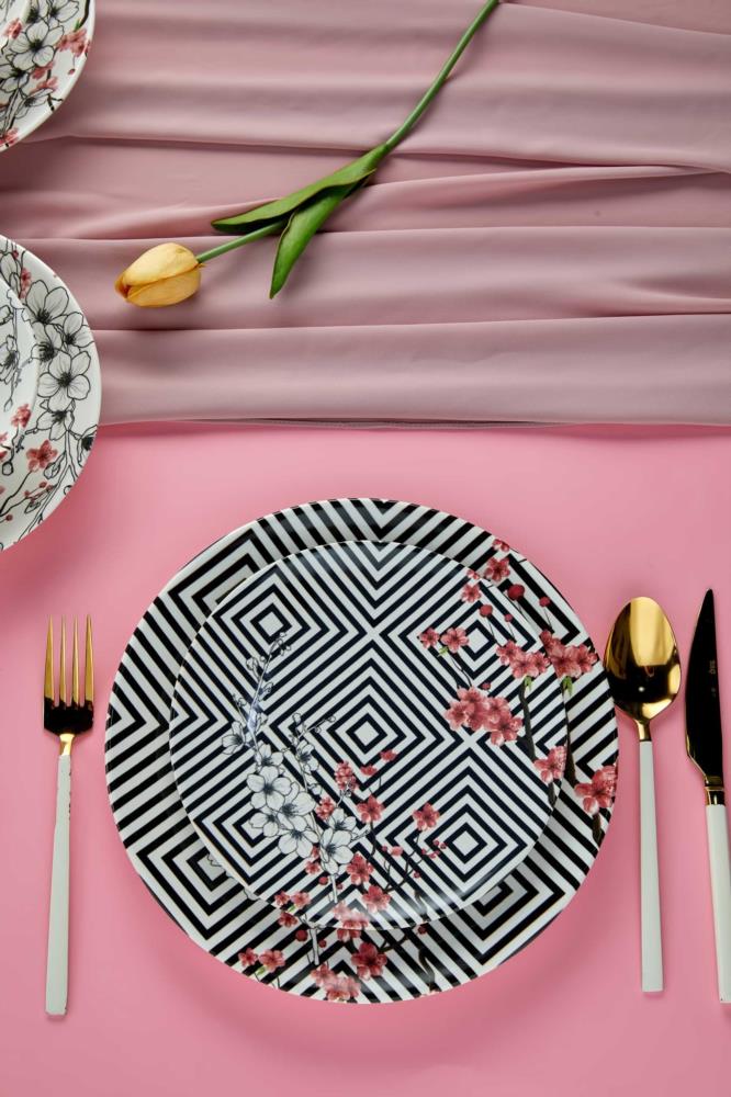 Babion Squares Çiçekli 24 Parça 6 Kişilik Yemek Takımı, 6 Kişilik Yemek ...