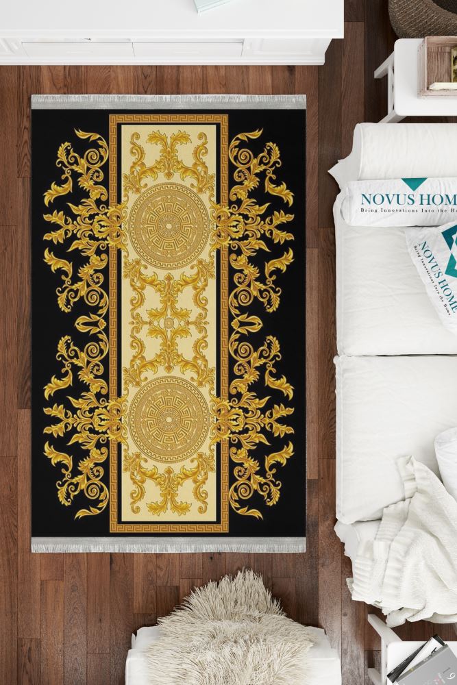 Novus Home Yıkanabilir Kaymaz Deri Tabanlı Dijital Baskılı Klasik ...