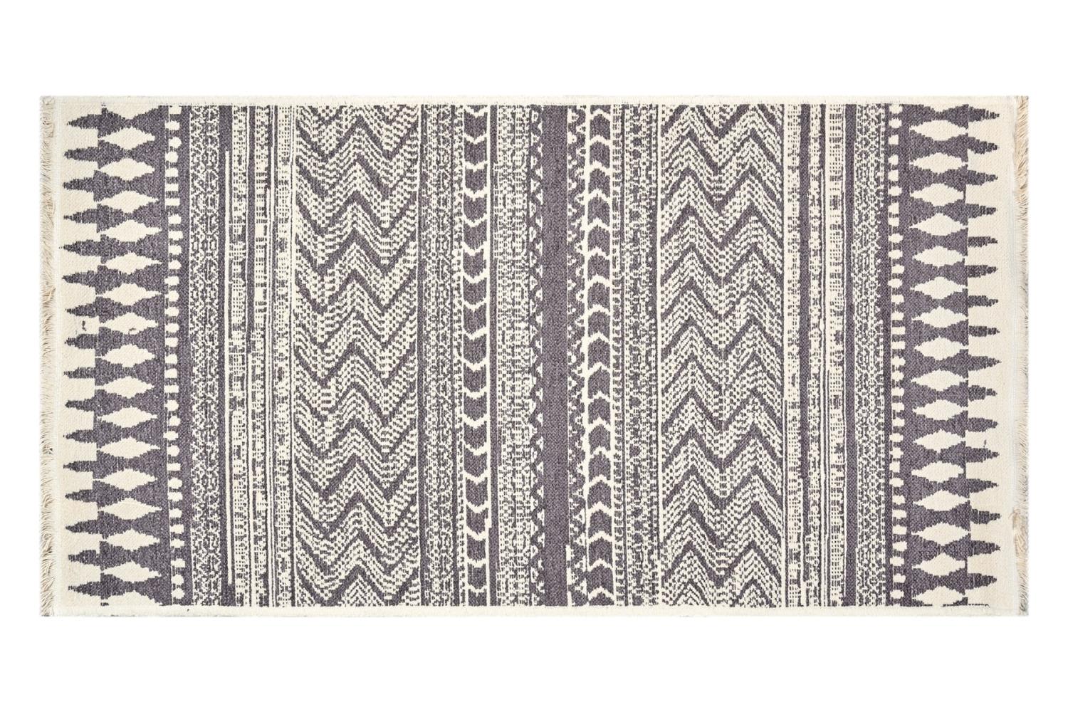 Alanur Pamuklu Çift Taraflı Kilim Viola-12 Antrasit.