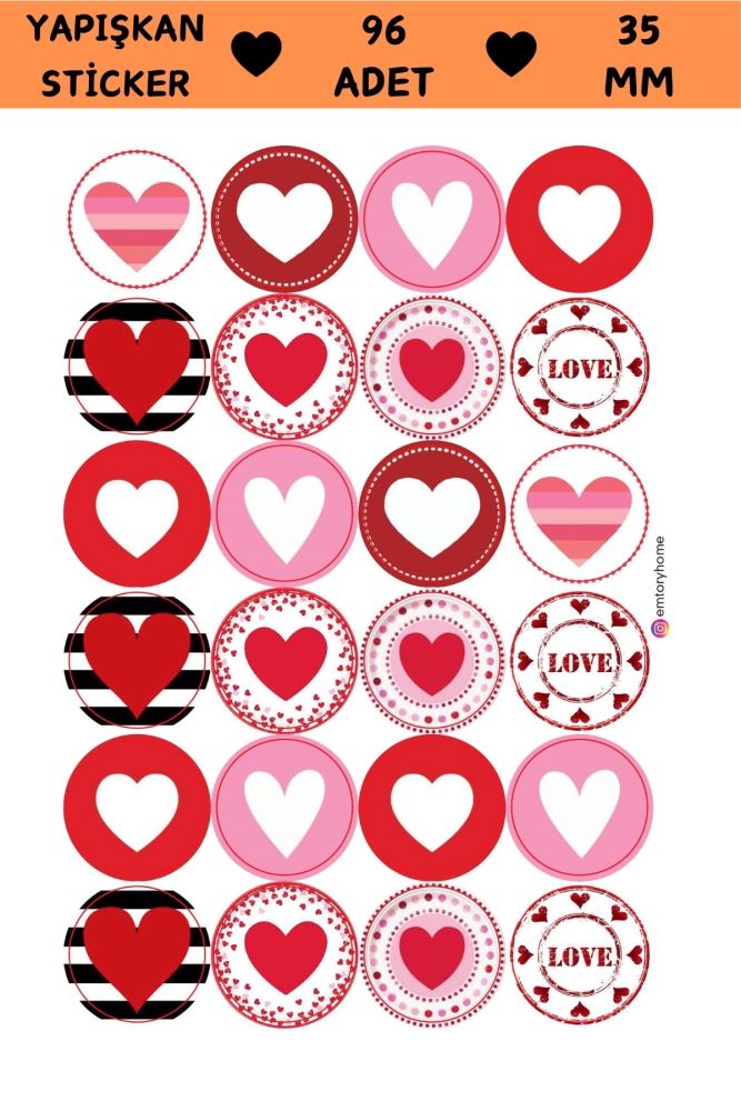 Mixed Heart Sticker Love Sticker Gift Wrap Sticker Packaging Sticker ...