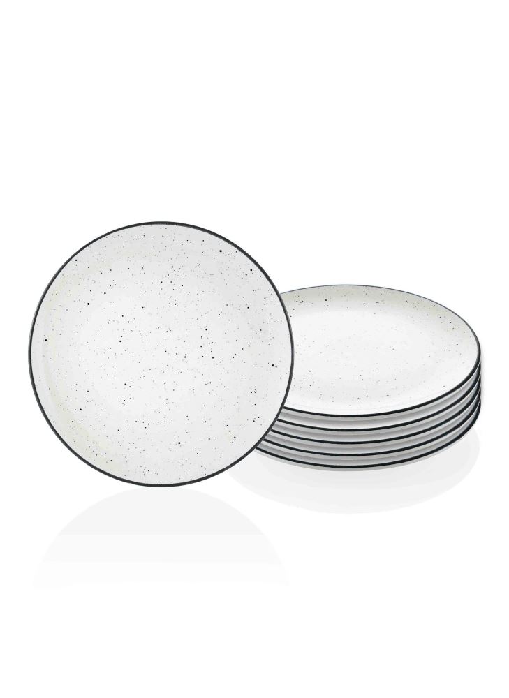 Dots Servis Tabağı 6 Lı Set - 26 cm - Siyah.