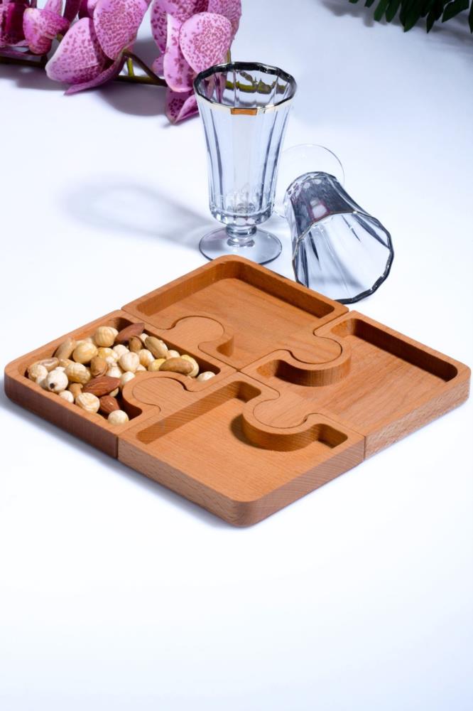 Bade Home Dört Parça Kare Pazzle Çerezlik 20X20 cm.