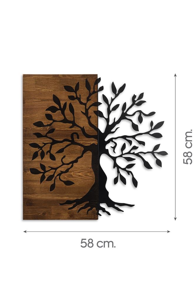 DORELİNE DoreArt Tree Ahşap & Metal Duvar Tablosu, Ev Ofis Duvar Panosu.