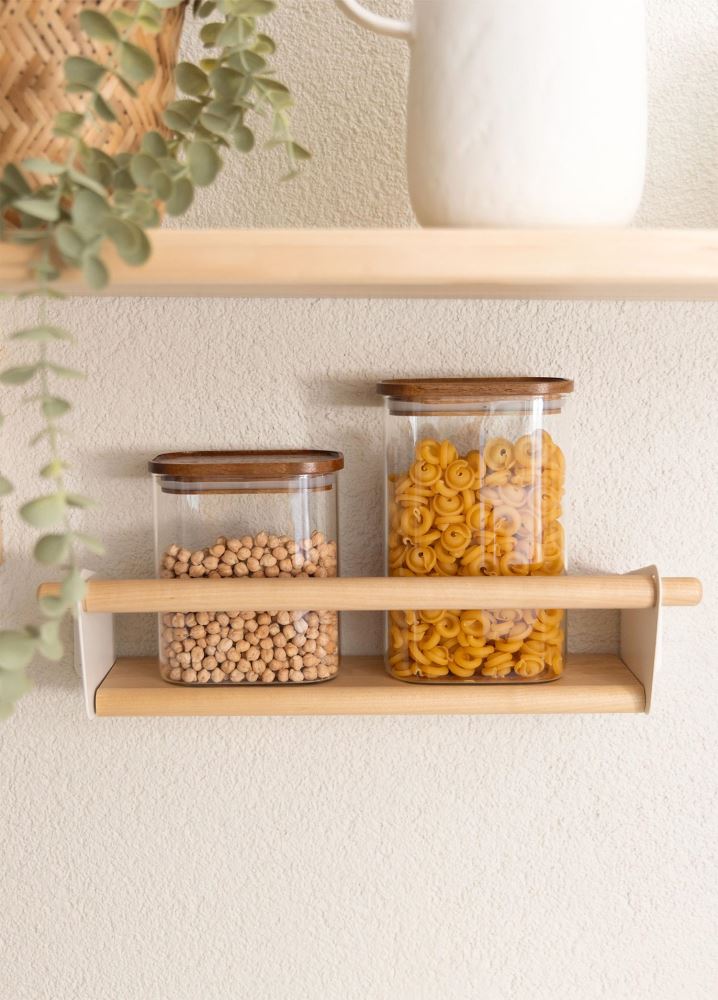 Acacia Rectangular Glass Jar 900 ml.