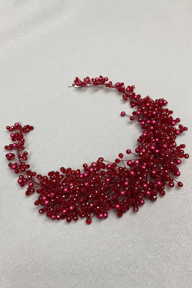 Bordo Lisa Model Gelin Kına Tacı.