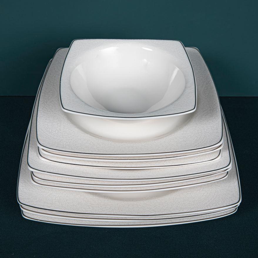 Güral Porselen 85 Parça Kare Caroline Bone Yemek Takımı 5906.