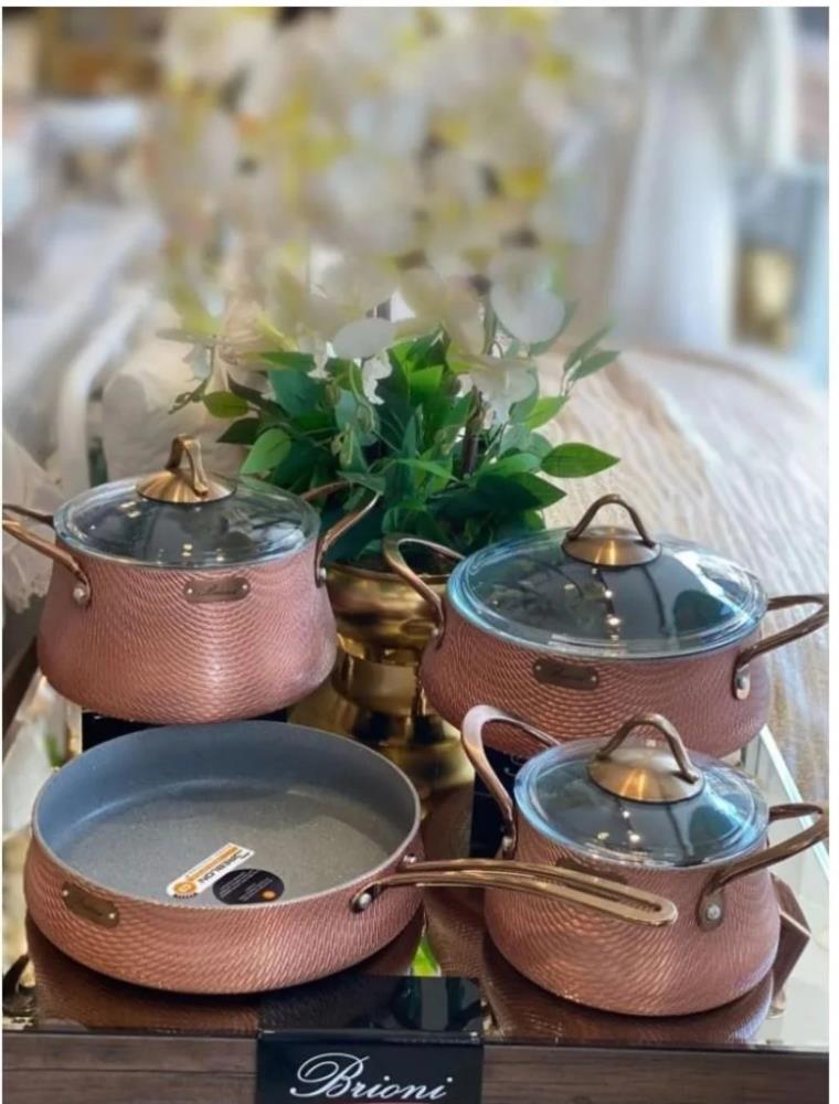 Brioni Elegance 7 Piece Induction Granite Cookware Set Copper.