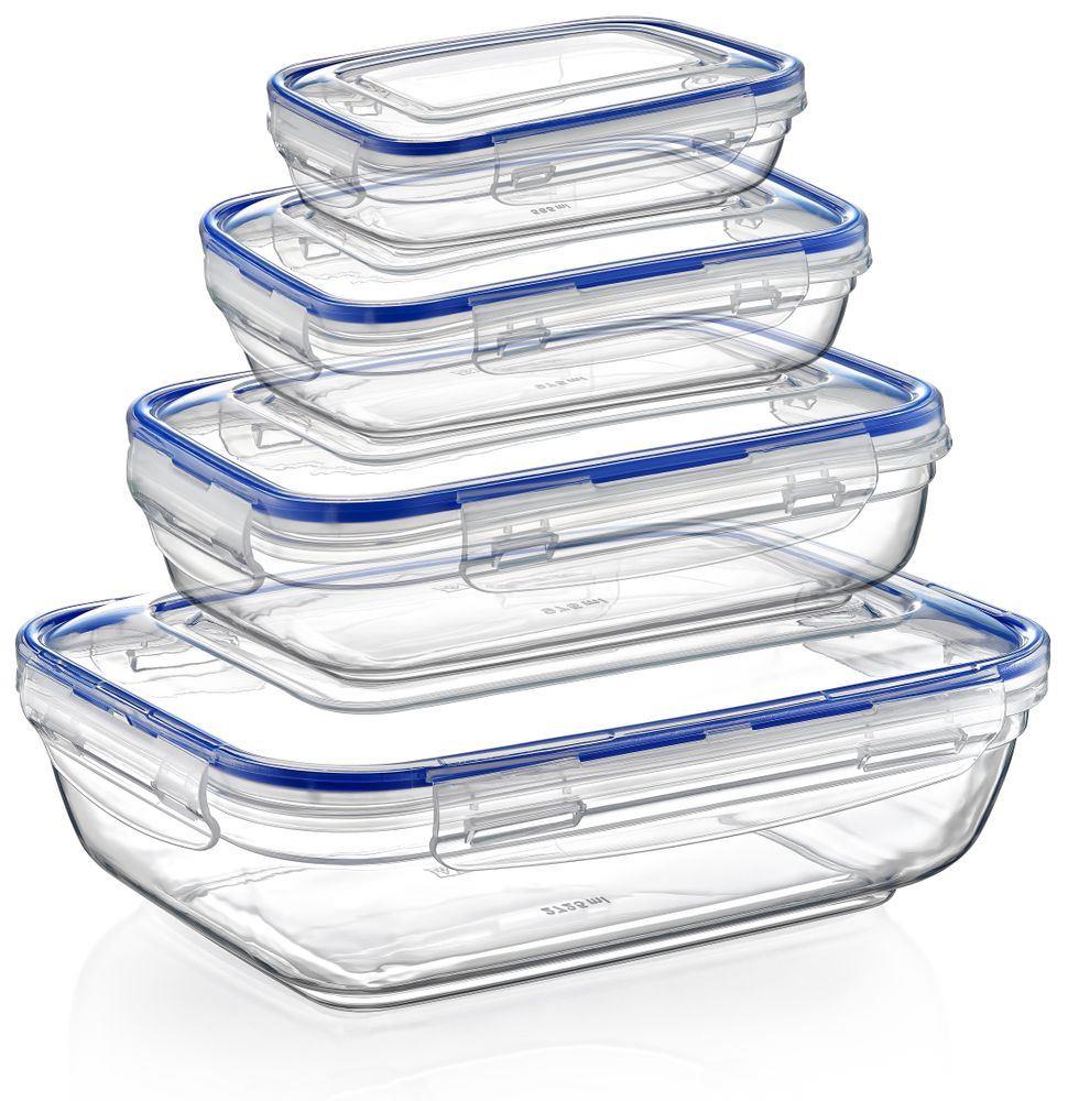 Vienev Set of 4 Rectangular Storage Containers with Gasket.