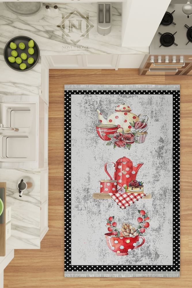 Novus Home Yıkanabilir Kaymaz Deri Tabanlı Dijital Baskılı Mutfak ...