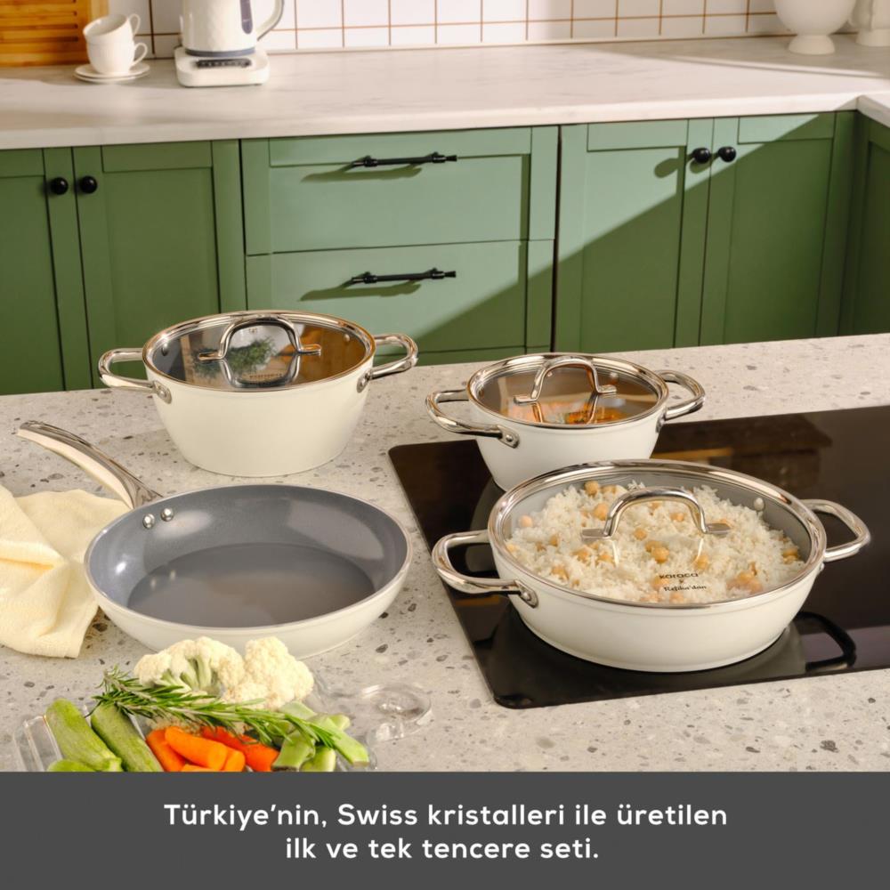 karaca x refika birgul swiss crystal creamy metal 6 parca sahan set...