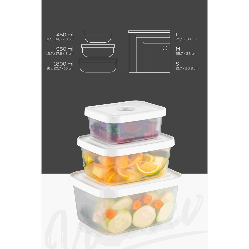 Vienev VacuumFresh 3 Piece Vacuum Food Storage Container Set