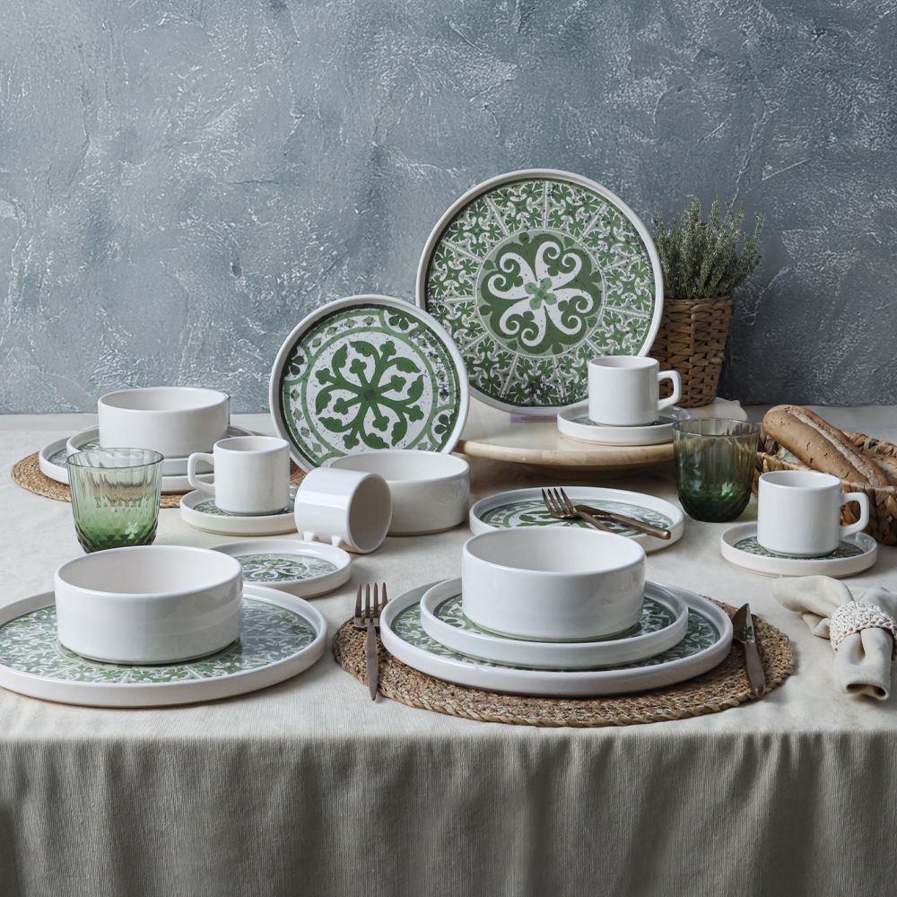 Keramika Timeless Green Stackable Dinner and Breakfast Set 20 Pieces ...