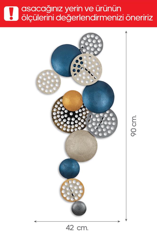 DORELİNE DoreArt Bronte Metal Duvar Tablosu, Ev Ofis Duvar Panosu (Mavi-2).