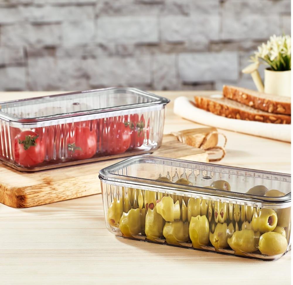 Bade Home 2'li Akrilik Rectangle Saklama ve Düzenleme Kabı 600 Ml.