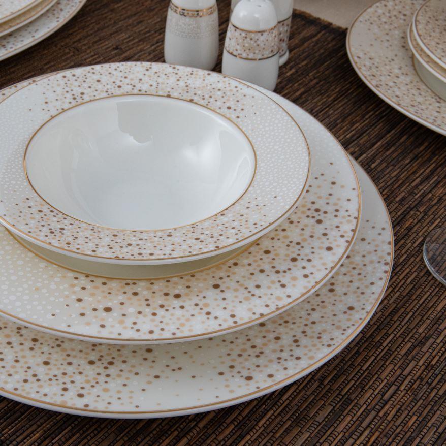 Güral Porselen 61 Pieces Round Caroline Bone Dinner Set 8305691.