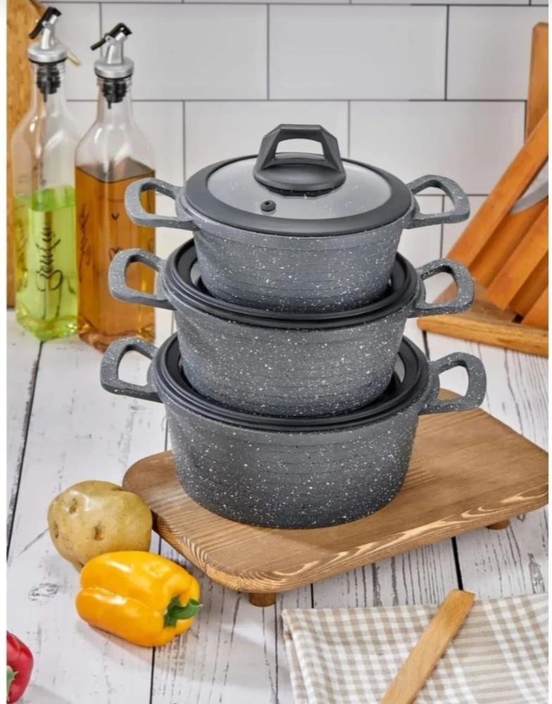 Eda Granite 6 Piece Silicone Lid Granite Cookware Set.