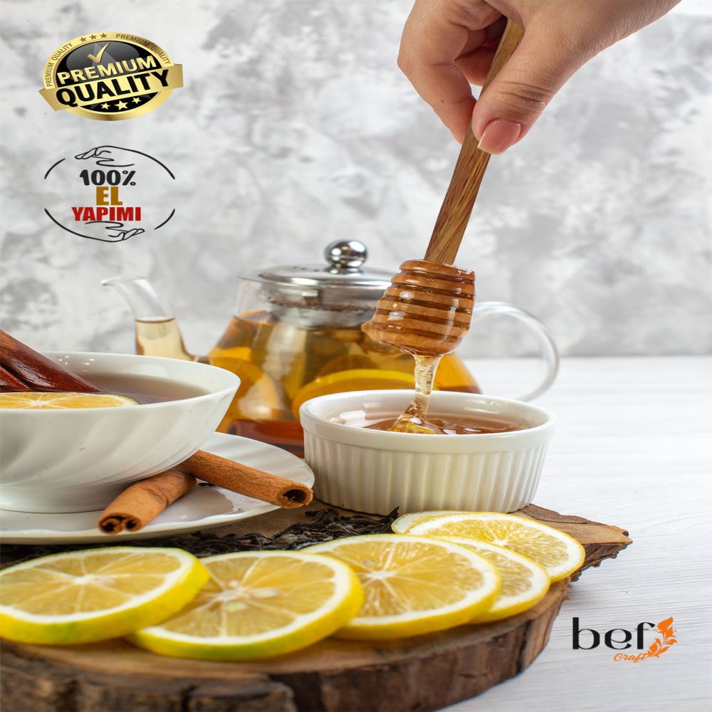 BEF CRAFT Doğal Zeytin Ağacı El Yapımı Ahşap Bal Reçel Kaşığı 17 cm ...