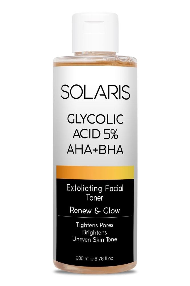 SOLARIS Pore Tightening and Purifying Tonic 200 Ml Glycolic Acid 5 Aha Bha.