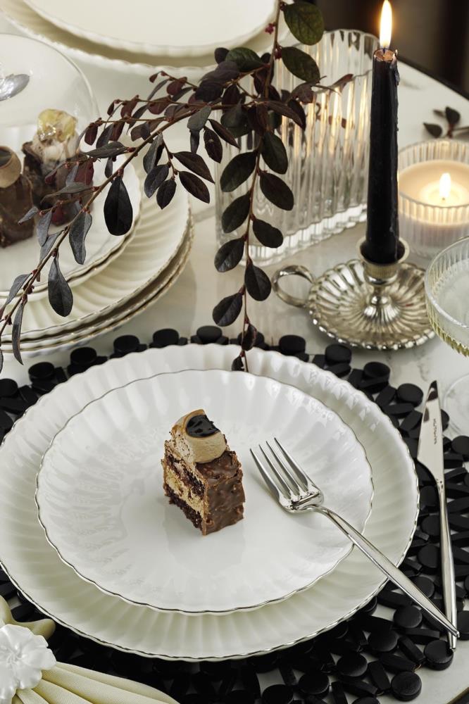 Kütahya Porcelain Bone Luz Form 27 Pieces Dinner Set for 6 Persons ...