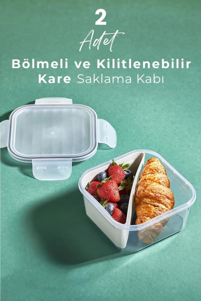 Kitchen Life 2 Pieces 2 Compartment 14lt Locked Leakproof Lid Storage ...