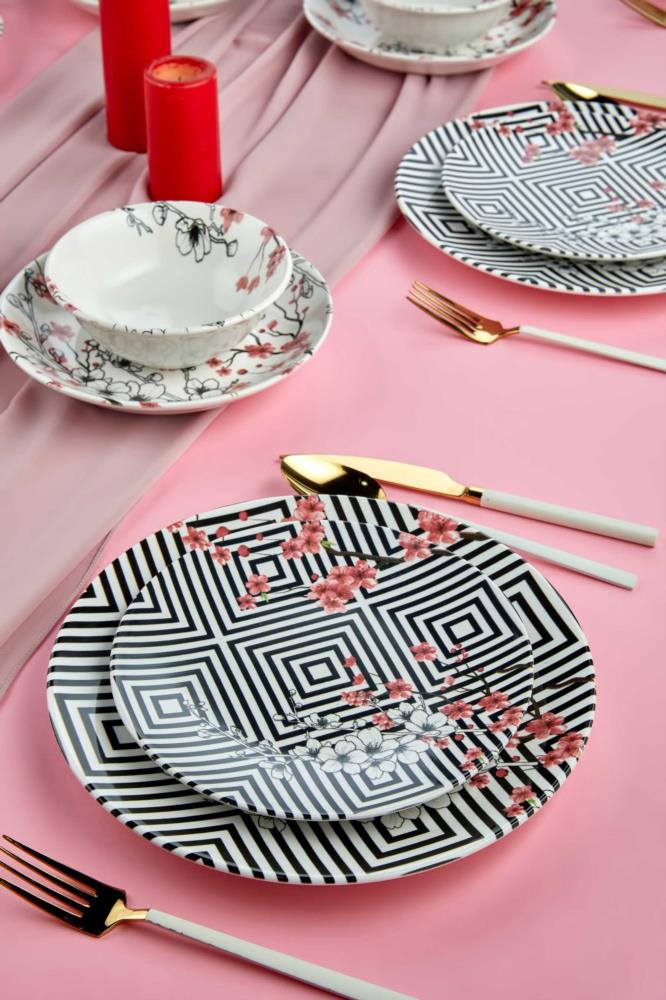 Babion Squares Çiçekli 24 Parça 6 Kişilik Yemek Takımı, 6 Kişilik Yemek ...