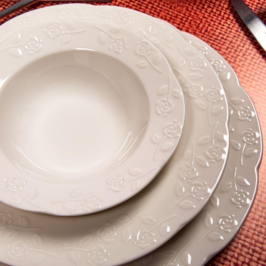 Gural Porcelain 24 Pcs Carmina Bone Dinnerware Set.