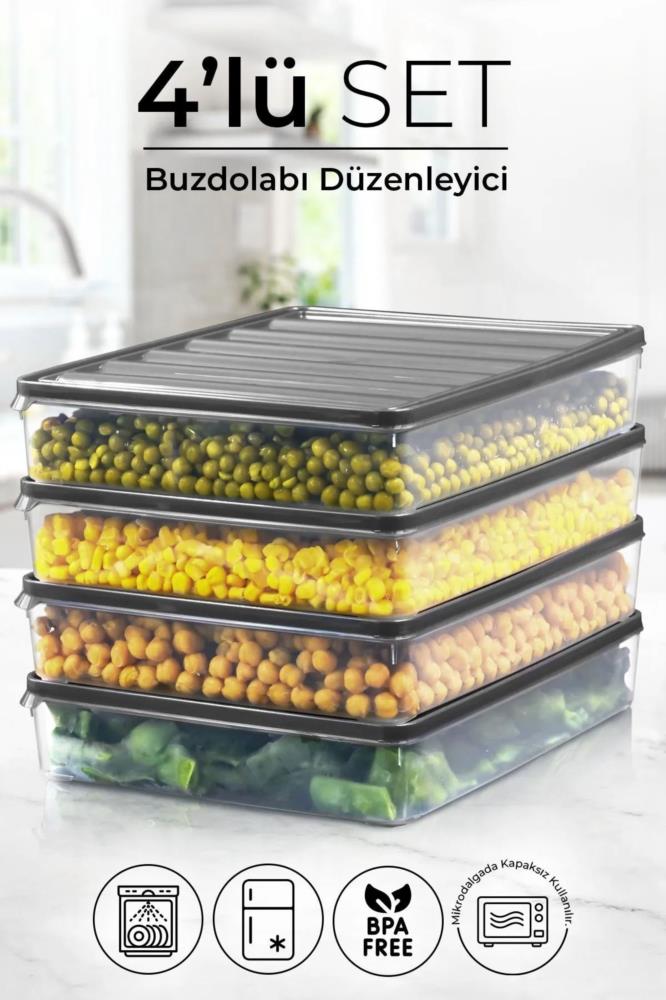 Kitchen Life 4-pack 2500 ml Refrigerator and Microwave Storage Container.