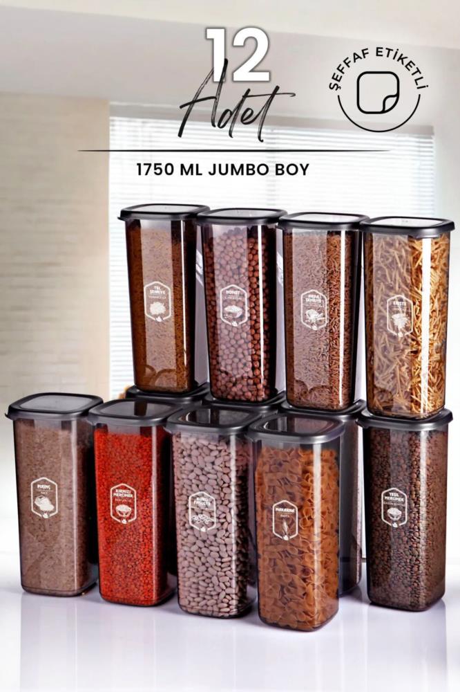 Kitchen Life 12-Piece Jumbo Size Labeled Square Food Storage Container ...