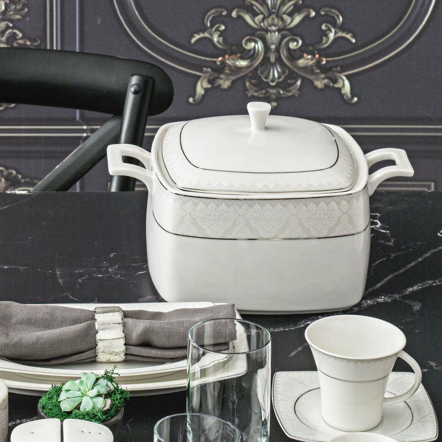 Güral Porselen 85 Parça Kare Caroline Bone Yemek Takımı 5450.