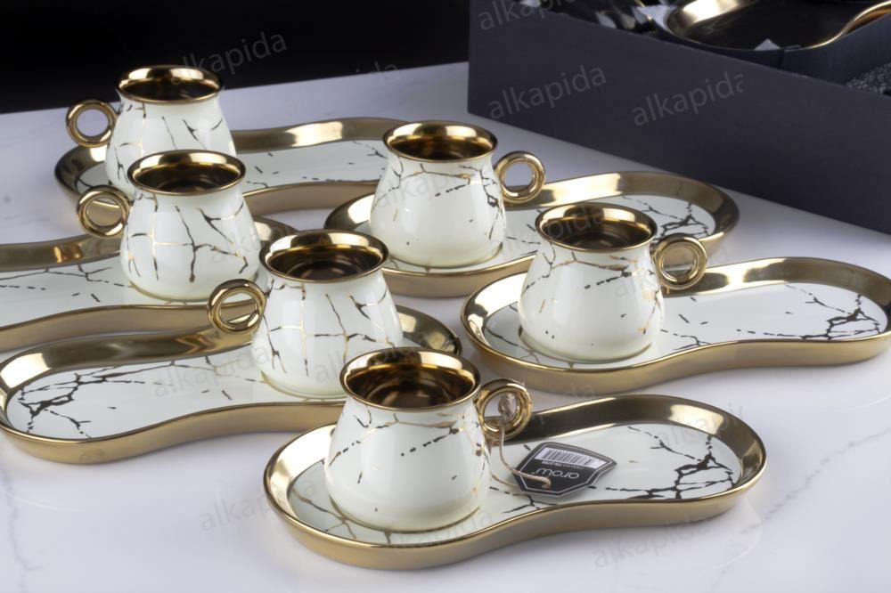 Arow Porselen Kahve Fincan Takımı 2747 Beyaz Mehmet Efendi Kahvesi Hediye.